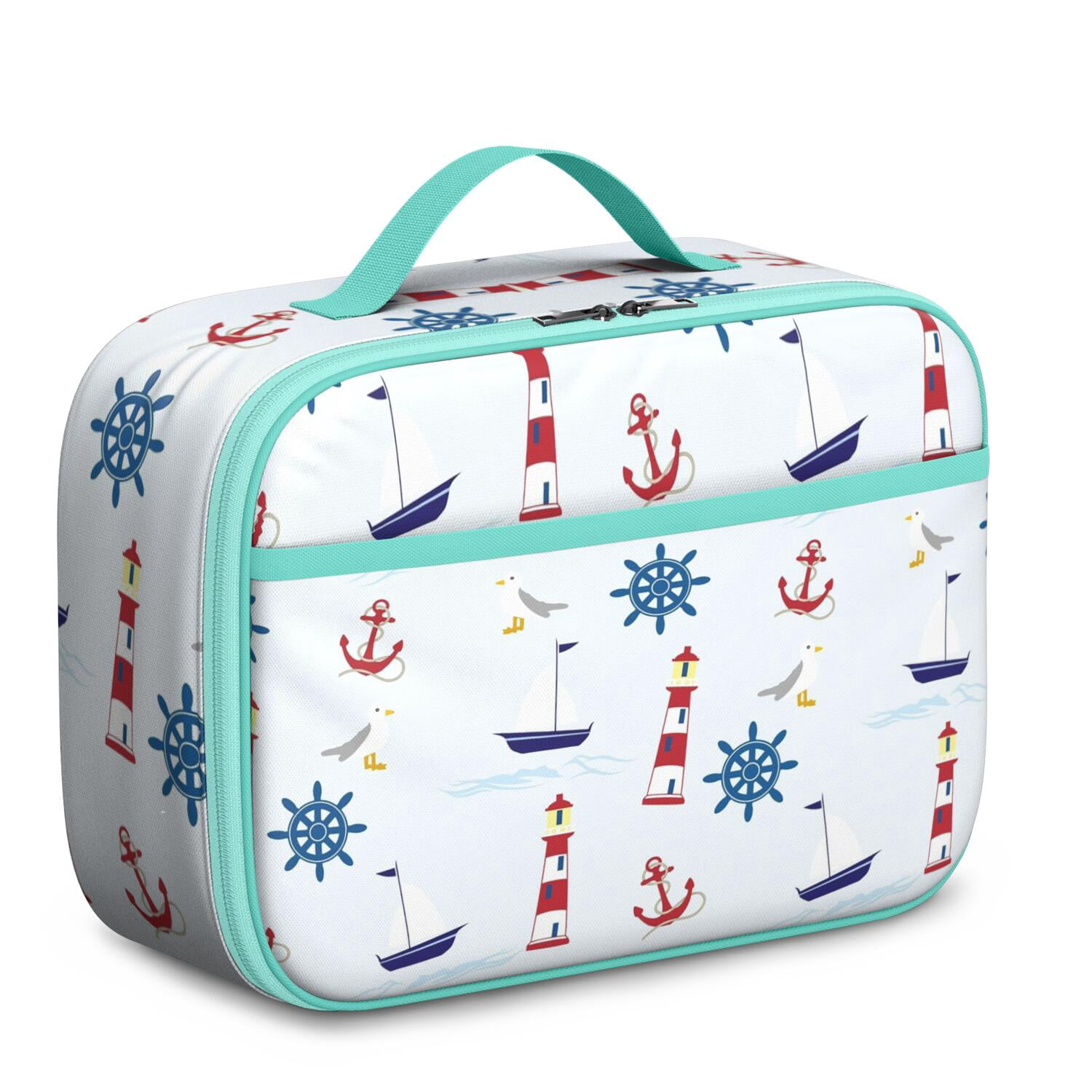 Coastal Lunch Tote – Nautical Anchor Boat Sea Seaside Marine Waves ...
