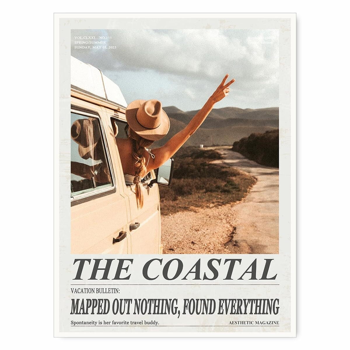 The Coastal Magazine Wall Art Vintage Van Road Trip Canvas Posters Mapped Out Nothing Found ...