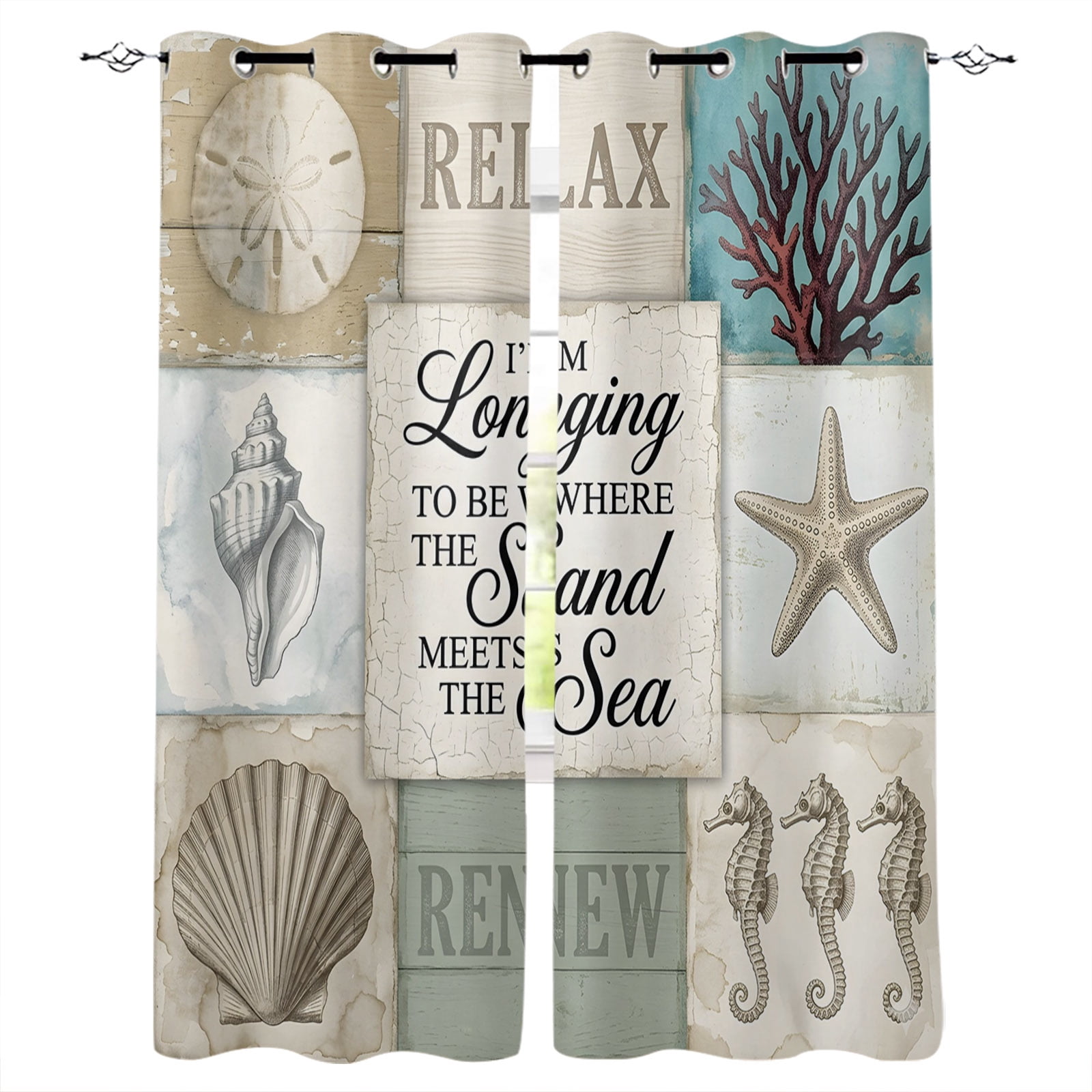 Coastal Marine Blackout Curtains for Bedroom Living Room Darkening ...