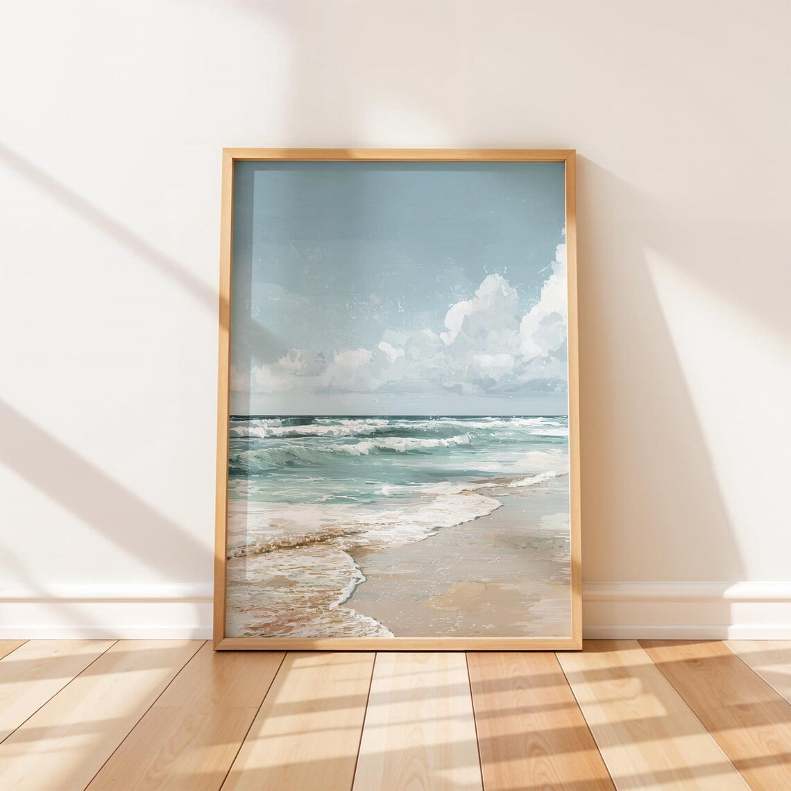 Coastal Minimalist Seascape Soft Pastel Beach Decor Unframed Paper ...