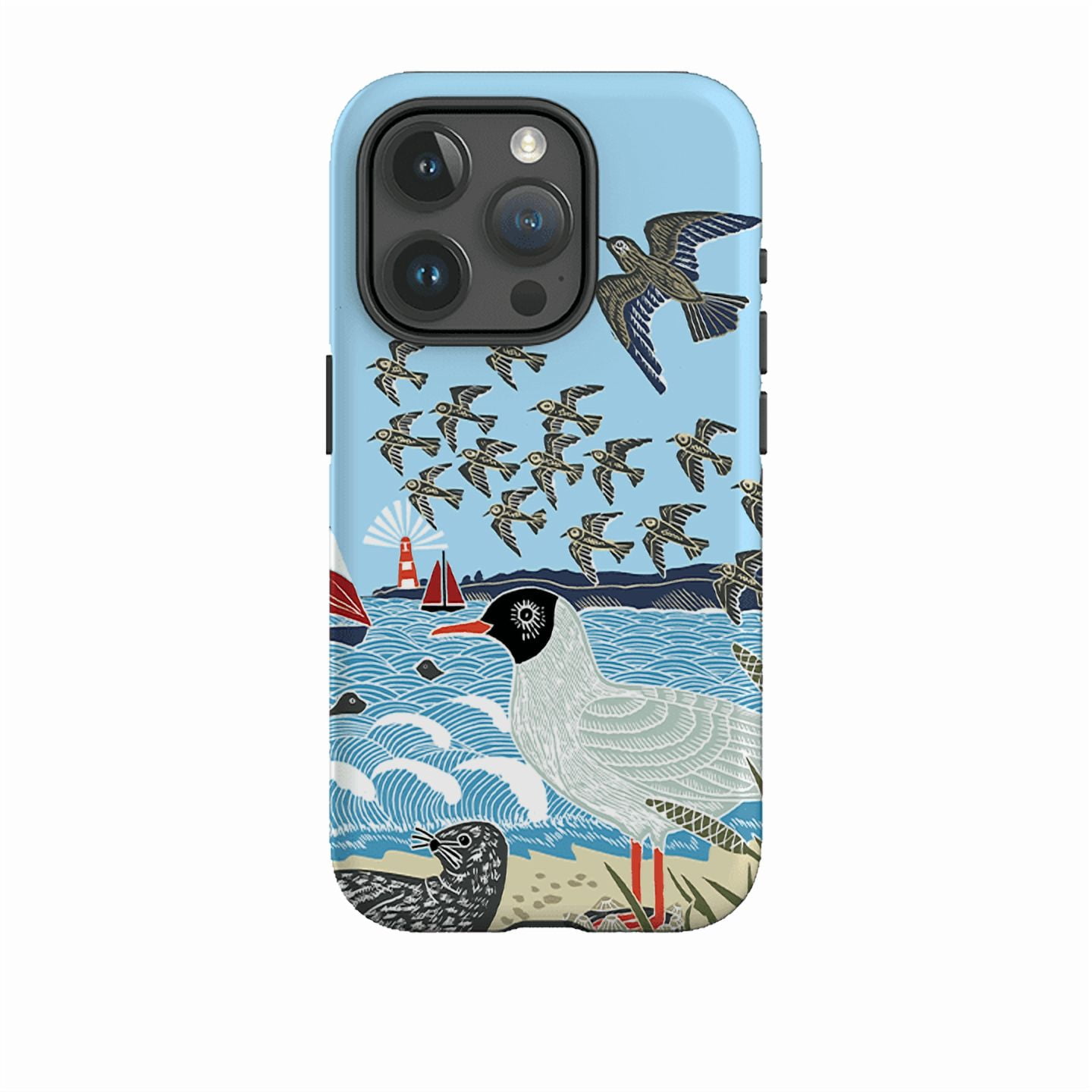 Coastal Nature Seagulls and Seals Phone Case for iPhone 11 12 13 14 15 ...