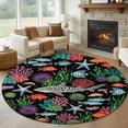 Coastal Nautical 7' Round Rug for Living Room Conversation Area, Coral ...