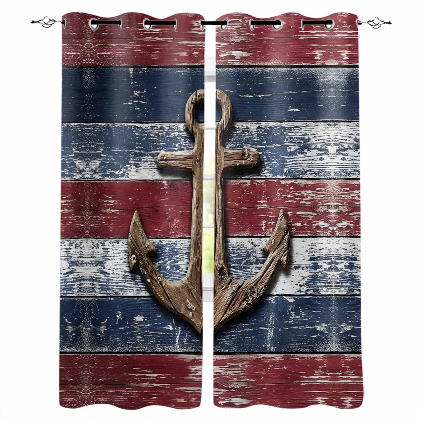 Coastal Nautical Blackout Curtains for Bedroom/Living Room, Thermal ...
