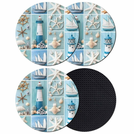 Coastal Nautical Coasters for Drinks,Absorbent Non Slip Rubber Drink ...