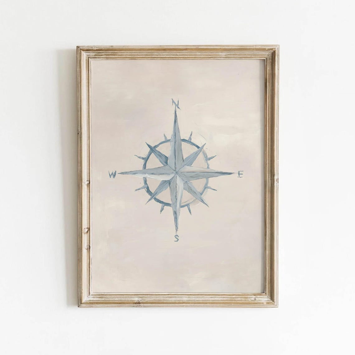 Coastal Nautical Compass Neutral Vintage Wall Art Farmhouse Decor ...