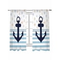 Coastal Nautical Curtains 63 Inch Length, Sheer Curtains for Bedroom ...