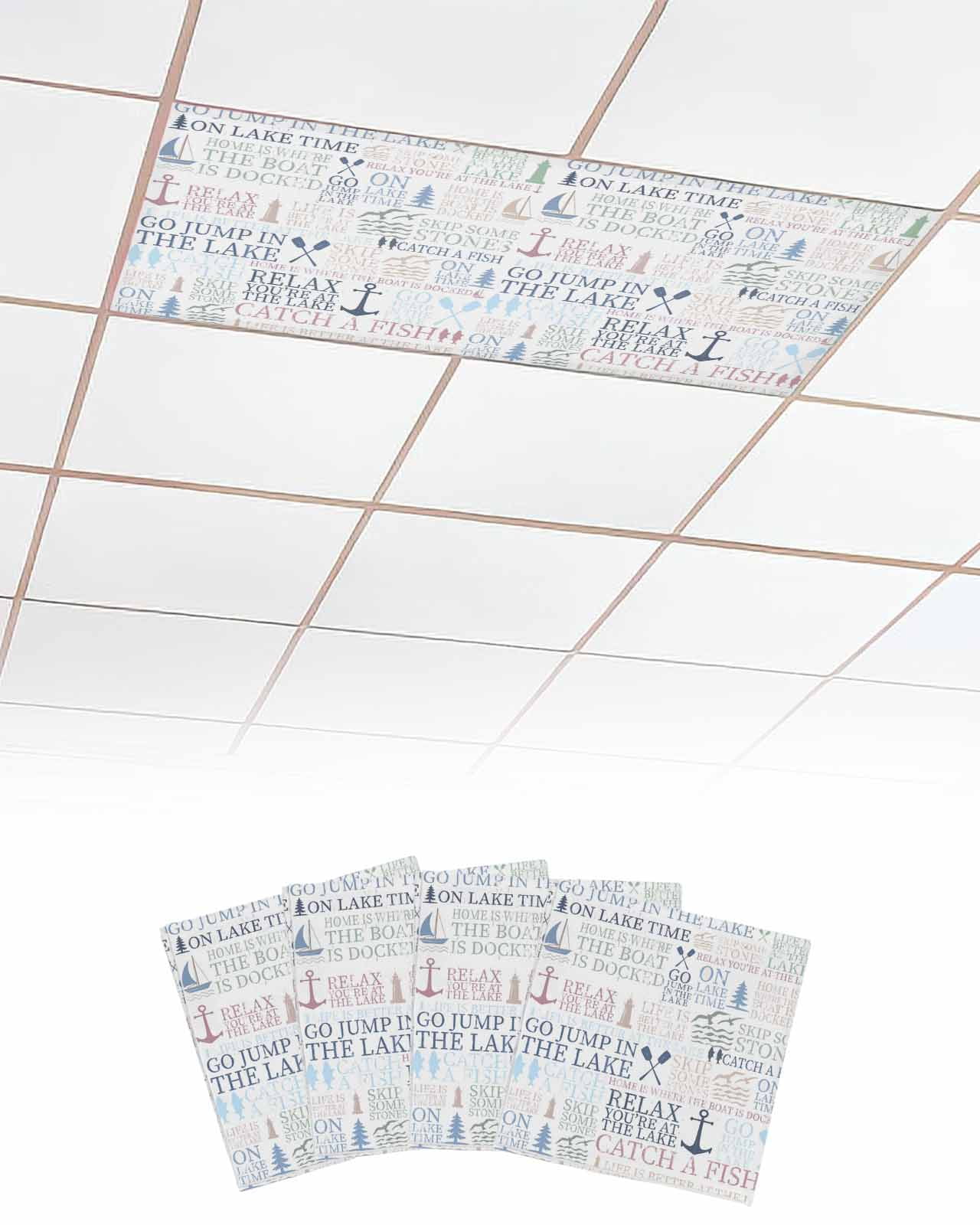 Coastal Nautical Fluorescent Light Covers for Ceiling Lights 4x2 feet,4 ...