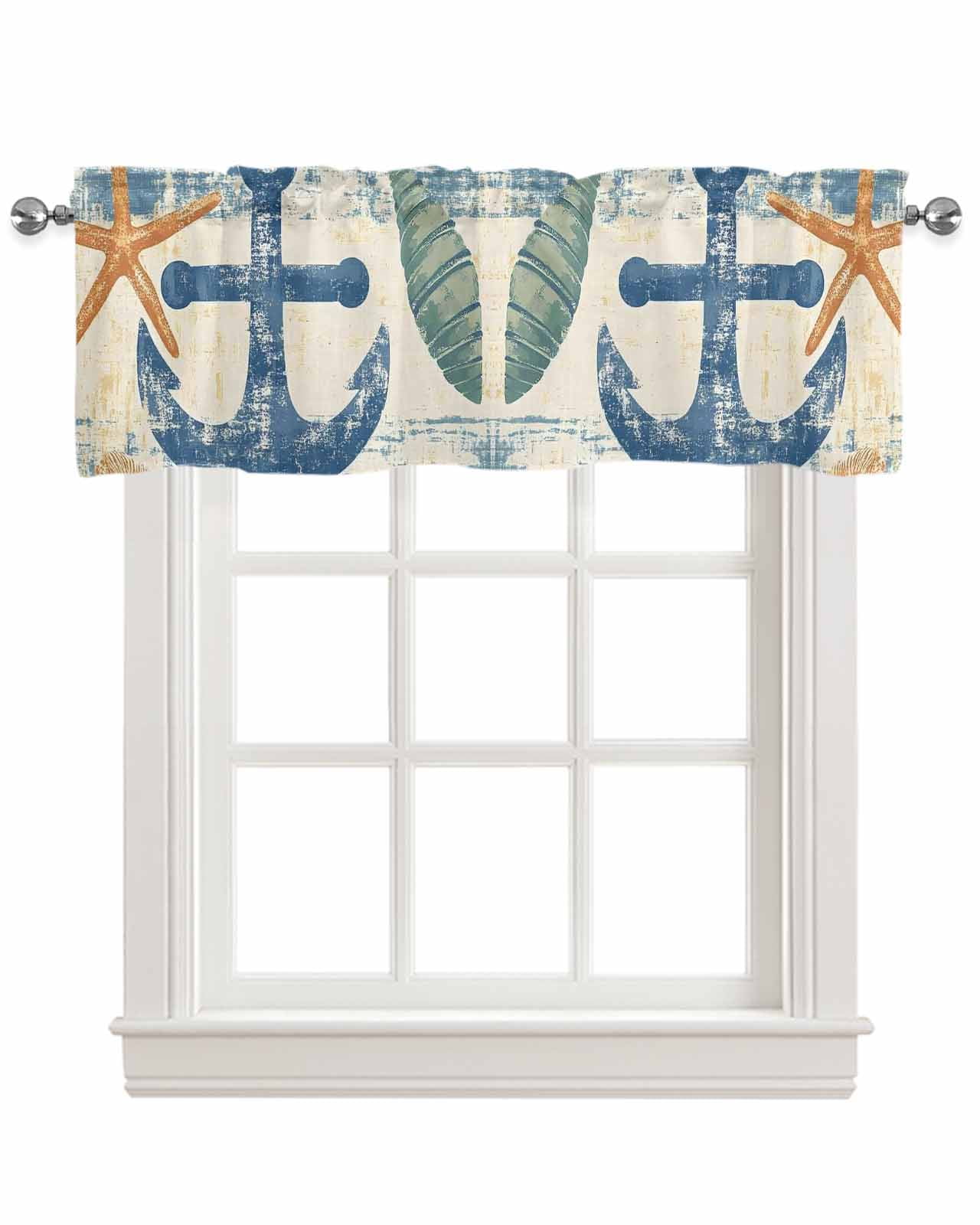 Coastal Nautical Kitchen Valances for Windows Farmhouse Linen Window ...