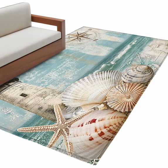 Coastal Nautical Large Area Rugs for Bedroom Living Room, Soft Non Slip ...