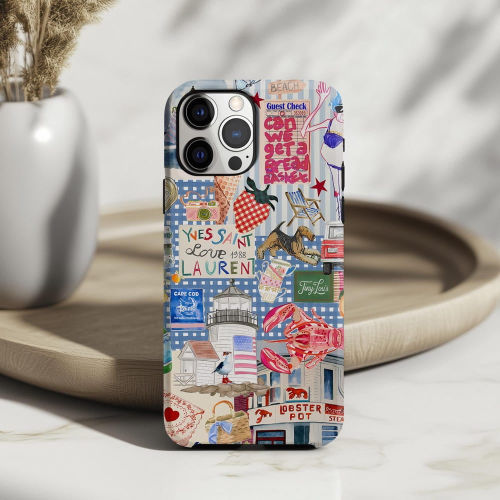 Coastal Nautical New England Beach Phone Case 17 16 15 14 13 12 11 Pro ...