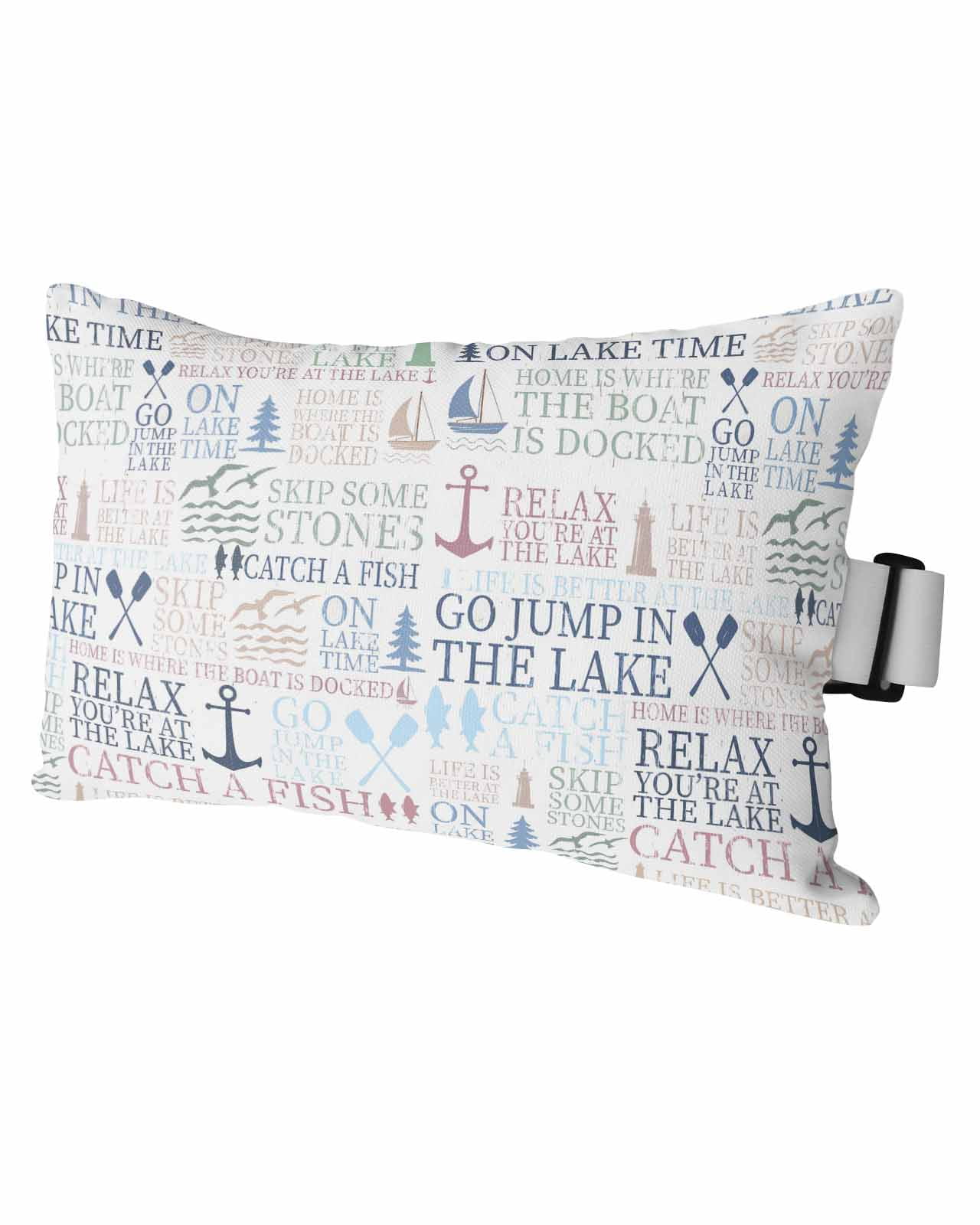 Coastal Nautical Outdoor Head Resting Pillows with Insert Blue Anchor ...
