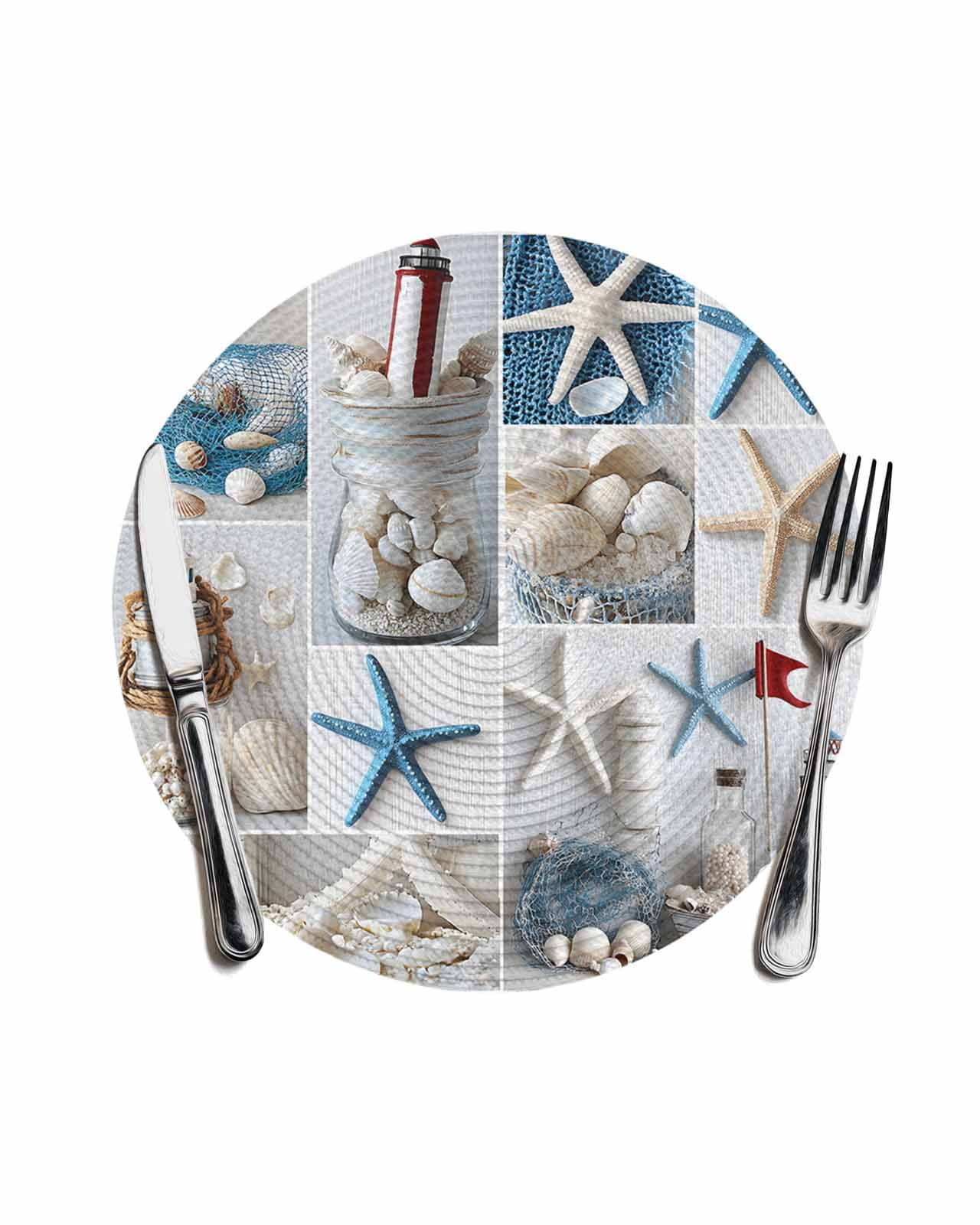 Coastal Nautical Round Table Placemats 1 pc, Starfish Sea Shell ...