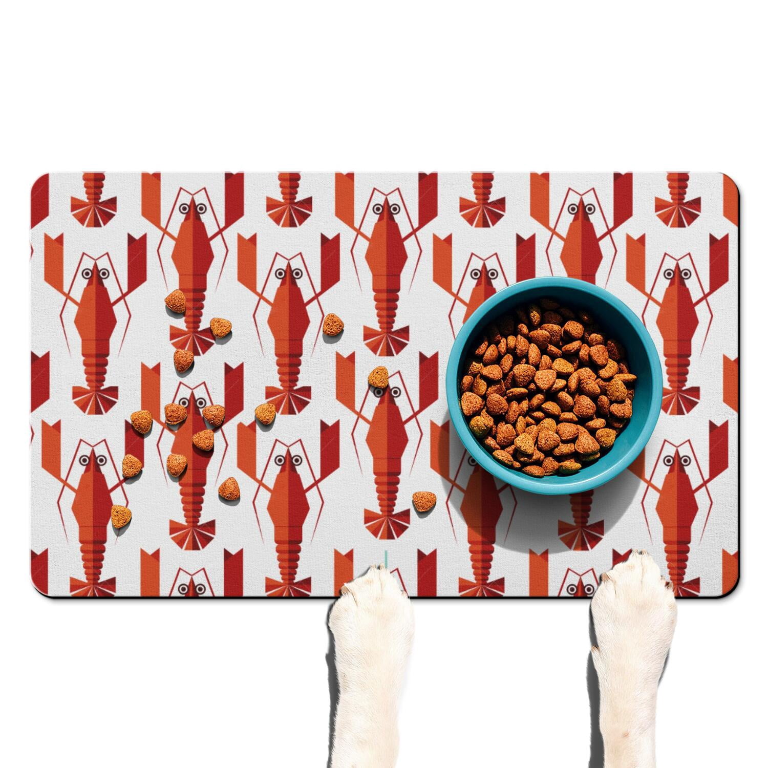 Coastal Nautical Seafood Dog Food Mat – Lobster Crustacean Marine Ocean ...