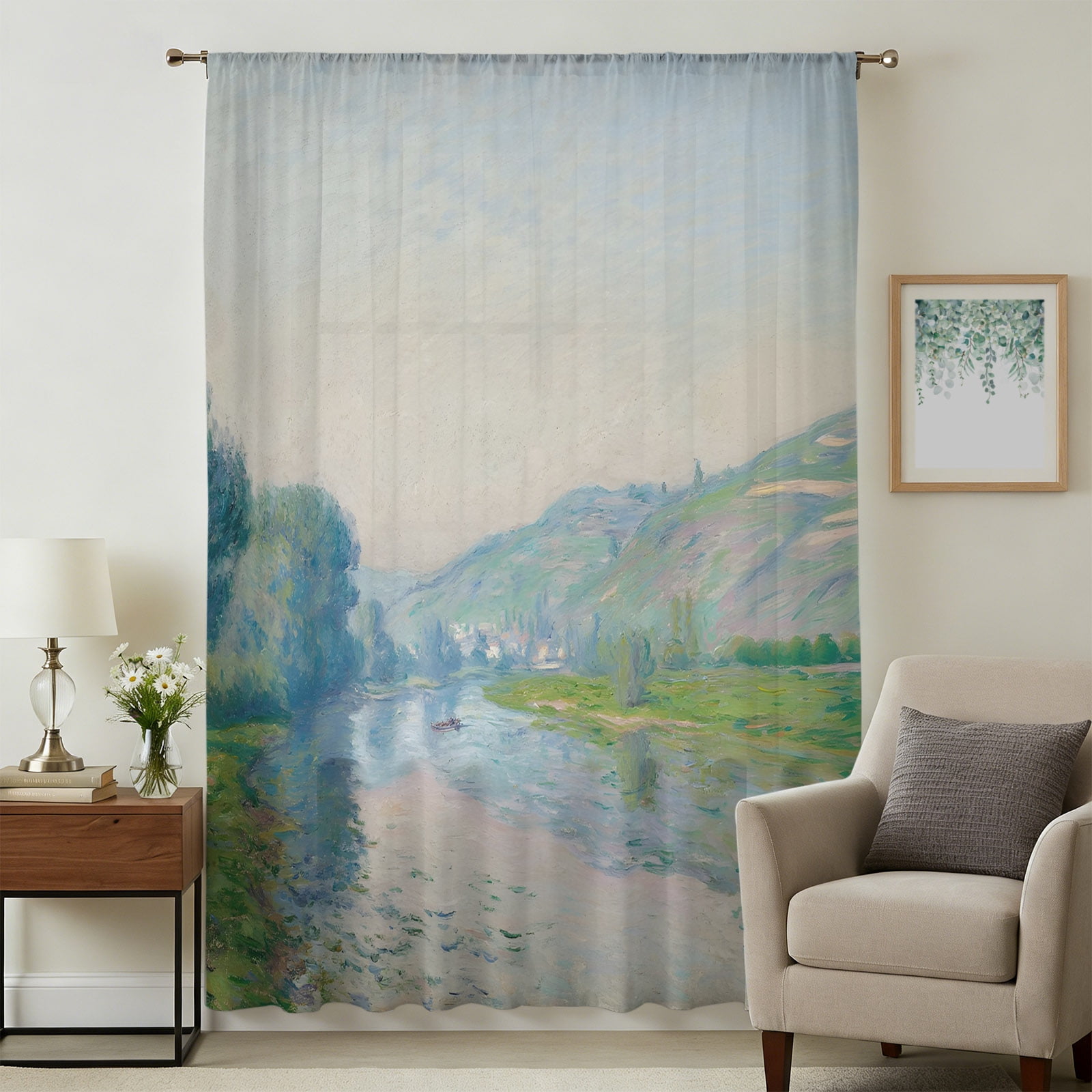 Coastal Nautical Sheer Curtains 63 Inch Length for Bedroom, Ocean Oil ...