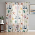 Coastal Nautical Sheer Curtains for Living Room Bedroom Summer Ocean ...