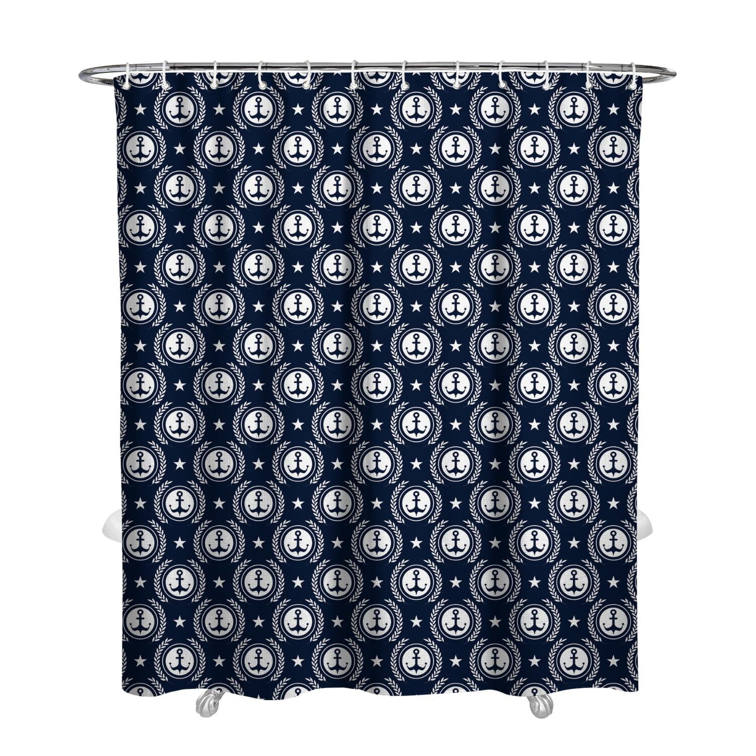 Coastal Nautical Shower Curtain, Anchor, Boat, Lighthouse, Ocean Waves ...
