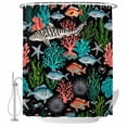 Coastal Nautical Shower Curtain Set with Hooks, Coral Starfish Fish The ...