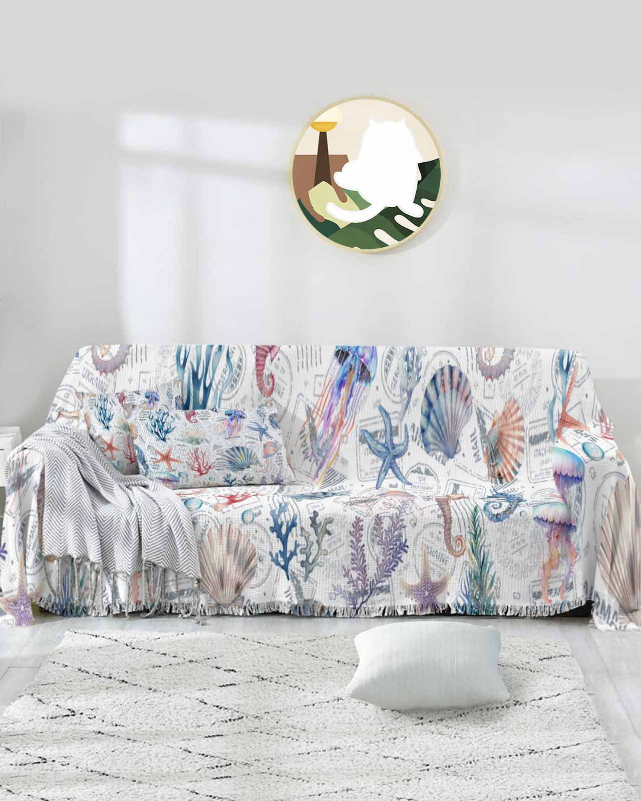 Coastal Nautical Sofa Covers for 3 Cushion Couch,Washable Sectional & L ...