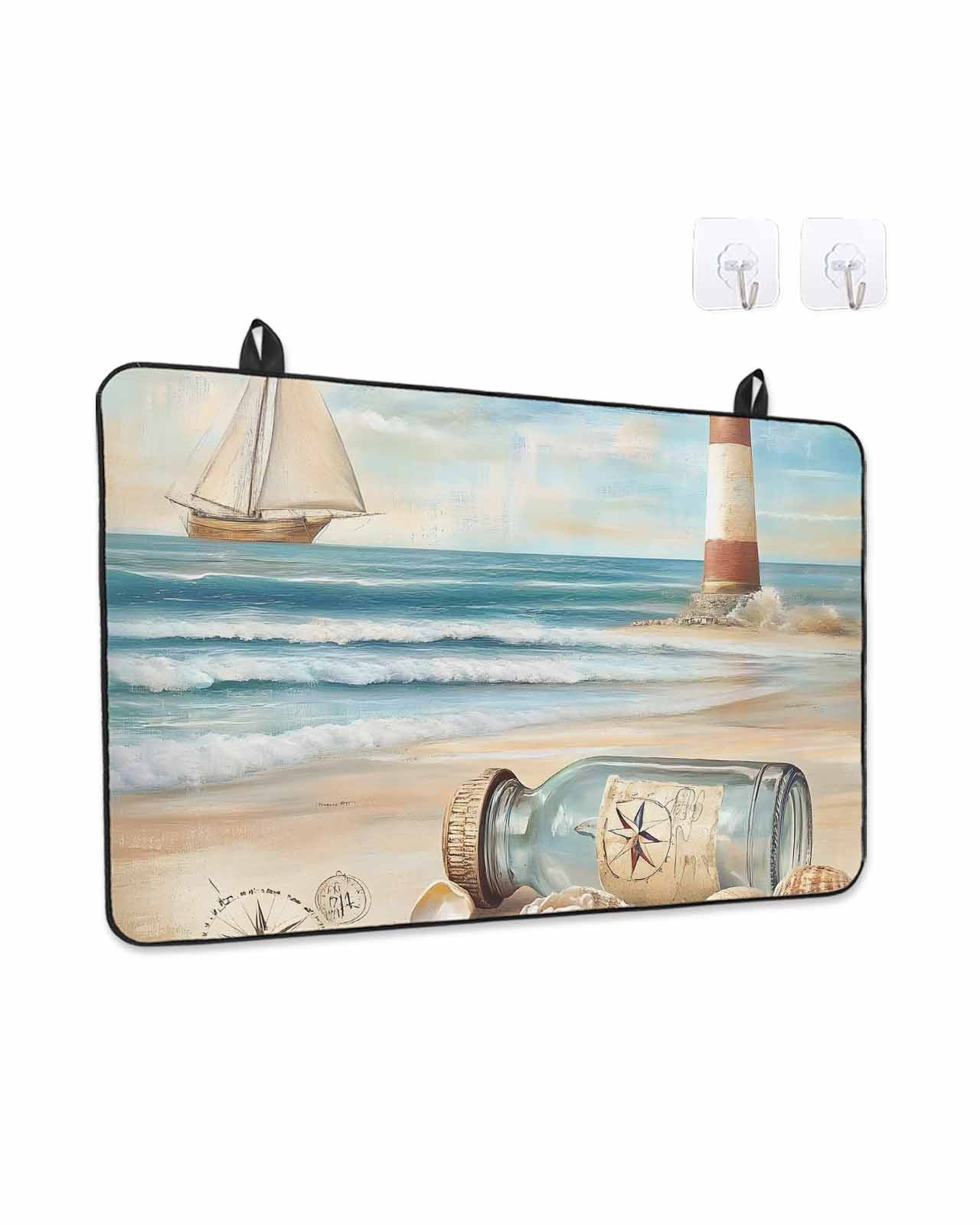 Coastal Nautical Stove Top Covers for Electric Stove, Kitchen Glass ...