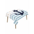 Coastal Nautical Table Cloth, Blue Striped Starfish Shell Beach ...