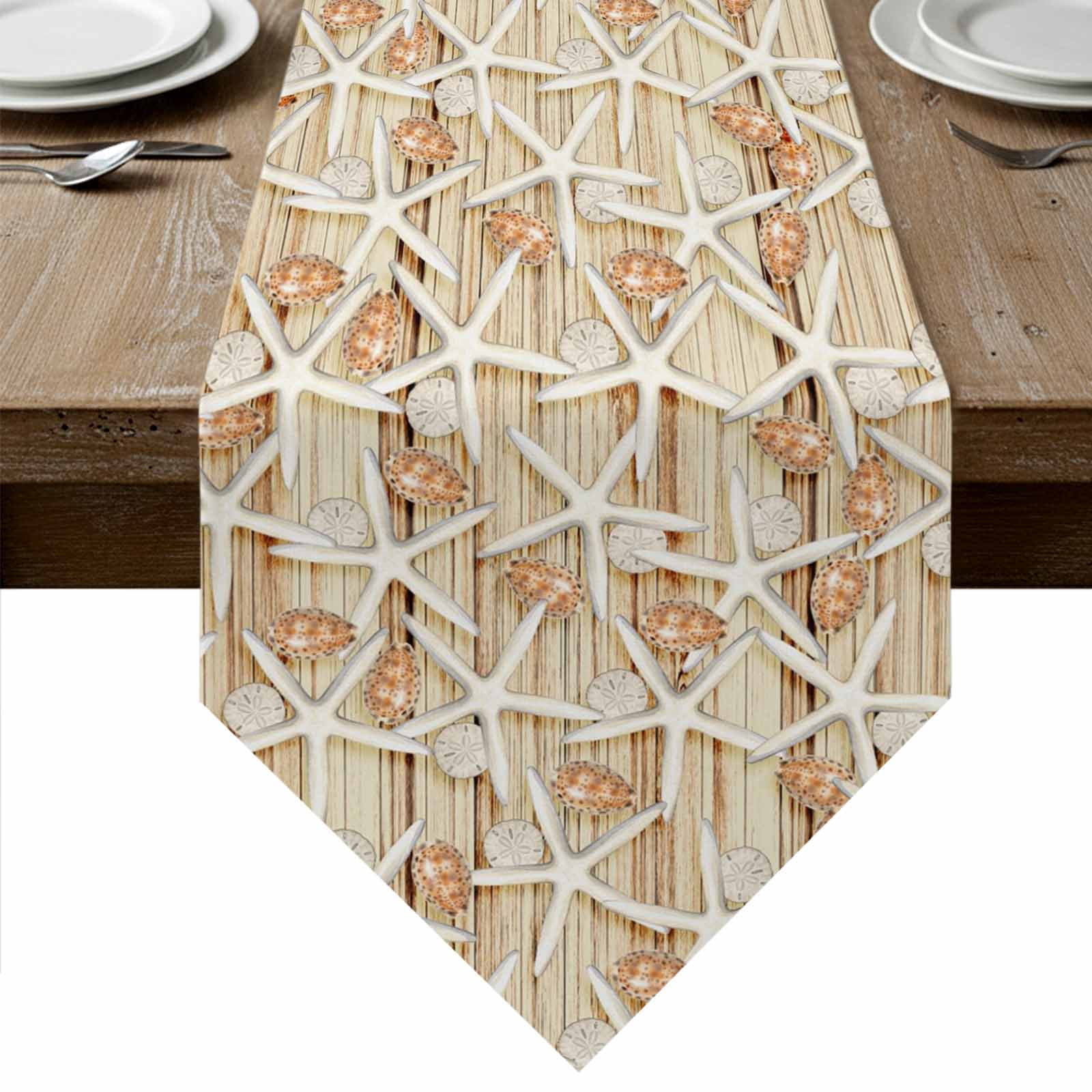 Coastal Nautical Table Runner Linen Burlap Table Runner 108 Inches Long ...
