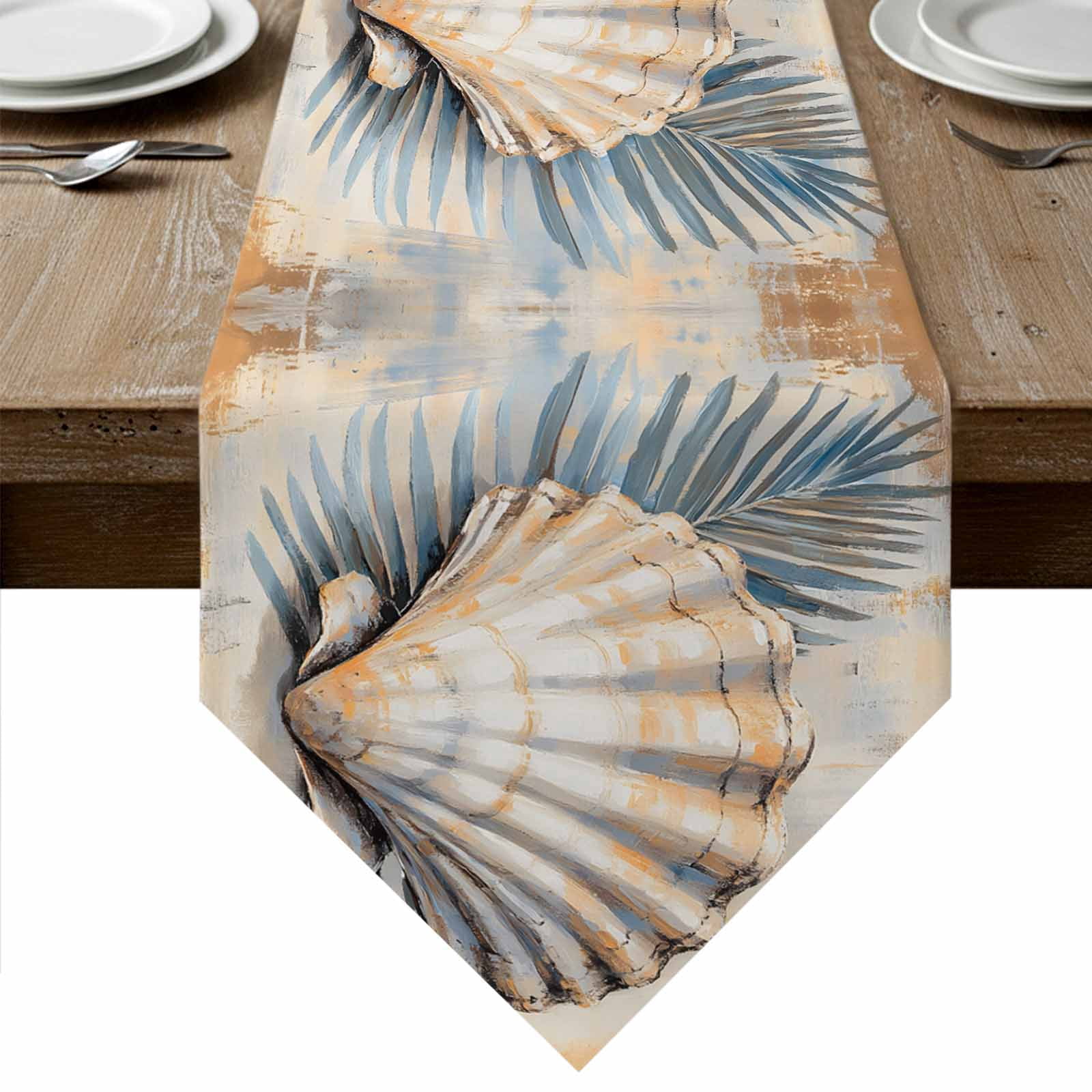 Coastal Nautical Table Runner Linen Burlap Table Runner 72 Inches Long ...