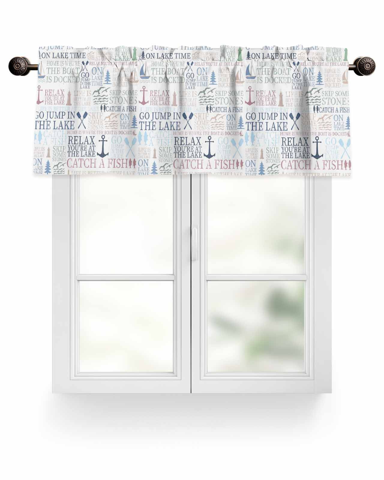 Coastal Nautical Valances for Windows Blue Anchor Paddle Sailboat ...