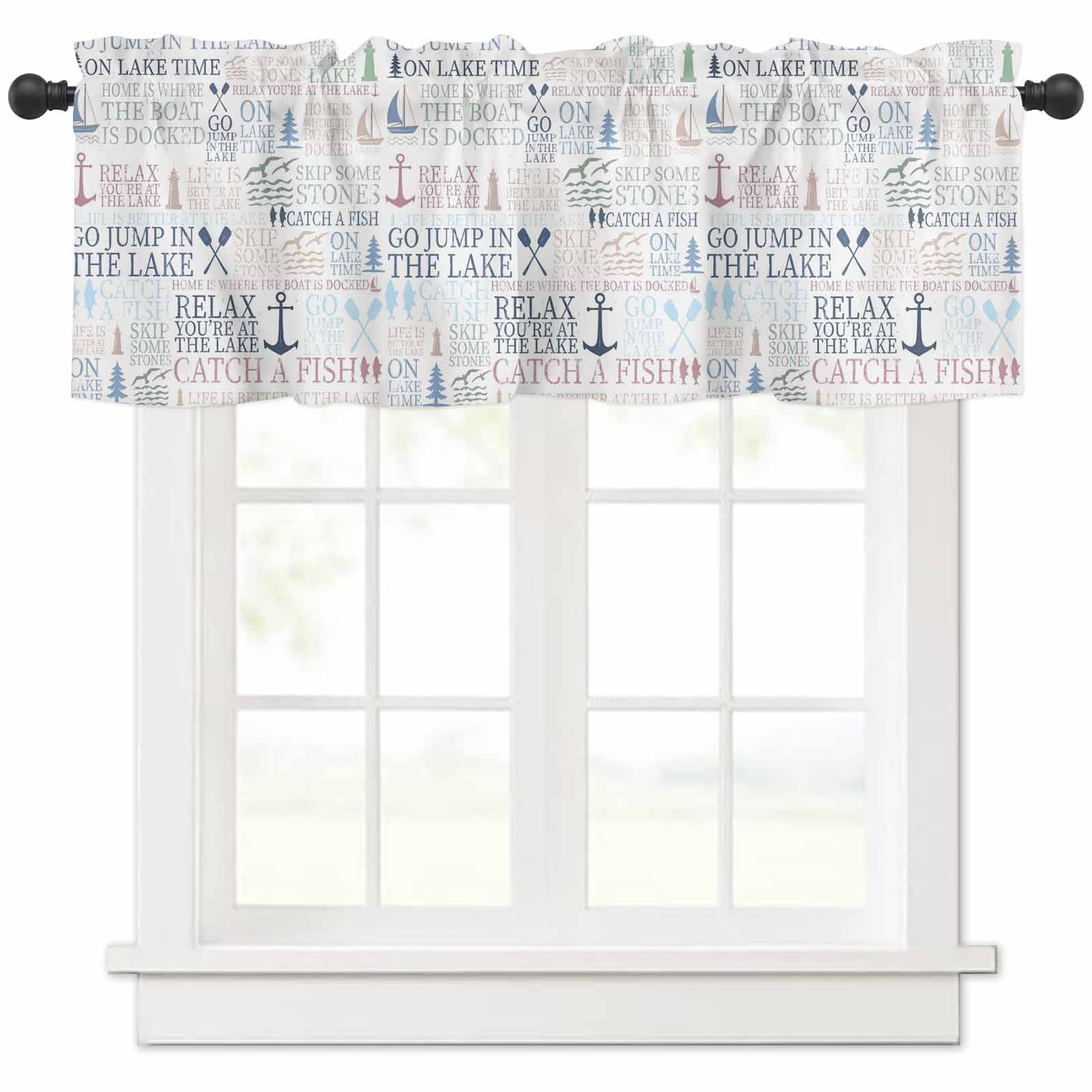 Coastal Nautical Valances for Windows Farmhouse Kitchen Curtains ...