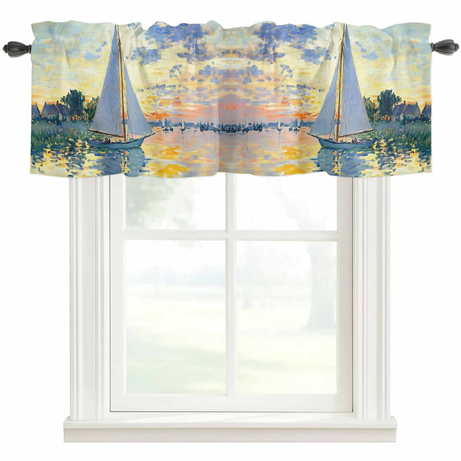 Coastal Nautical Valances for Windows Farmhouse Kitchen Curtains ...