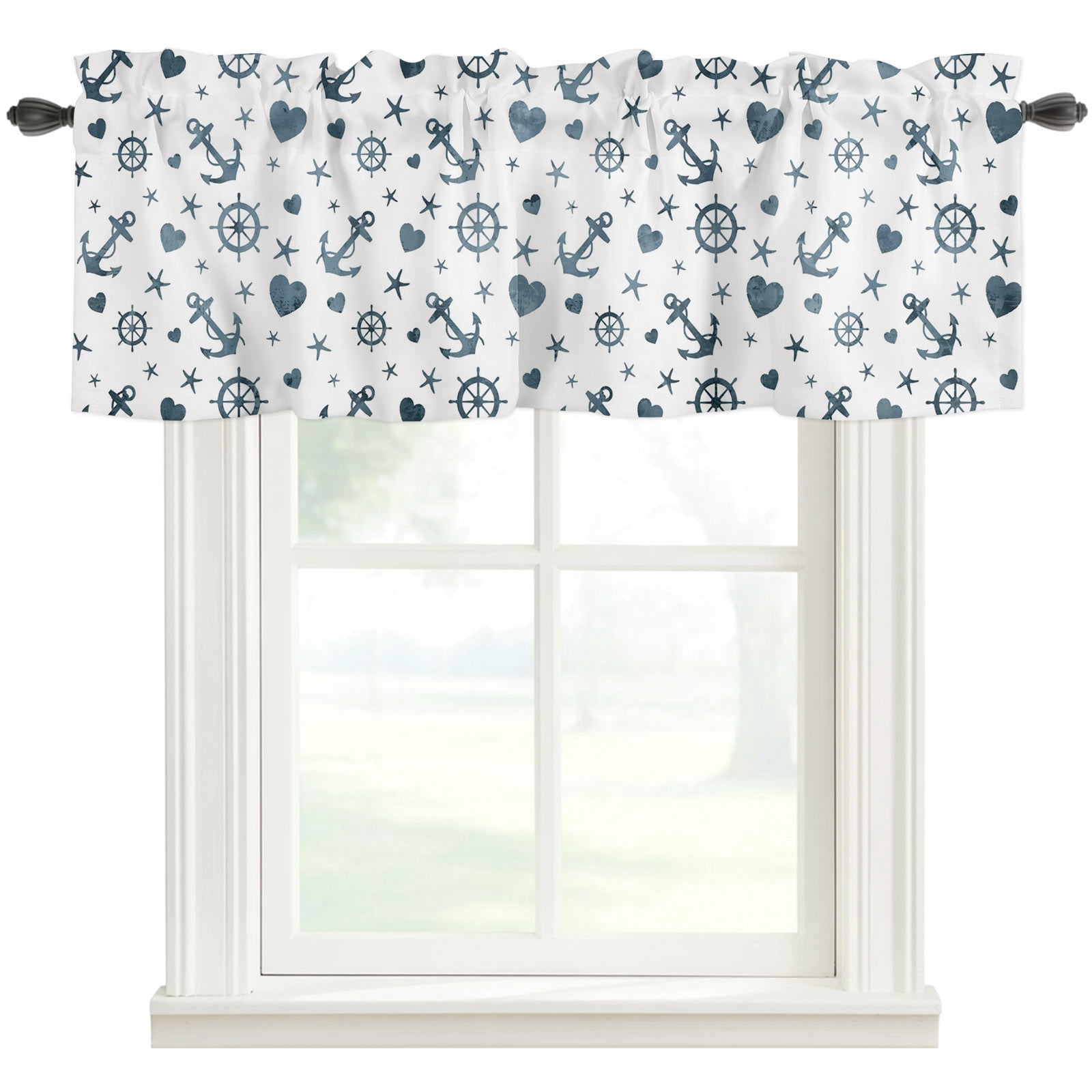 Coastal Nautical Valances for Windows Farmhouse Kitchen Curtains ...