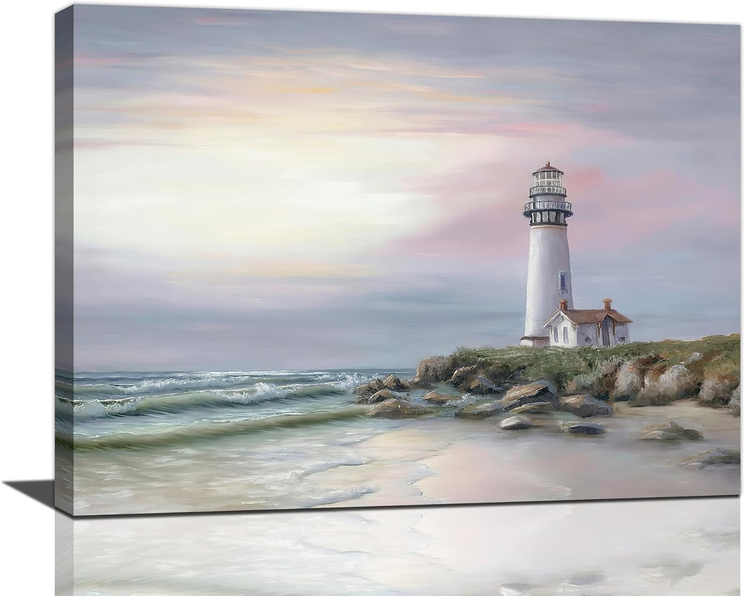 Coastal Nautical Wall Decor Lighthouse Art Ocean Bathroom Pictures ...