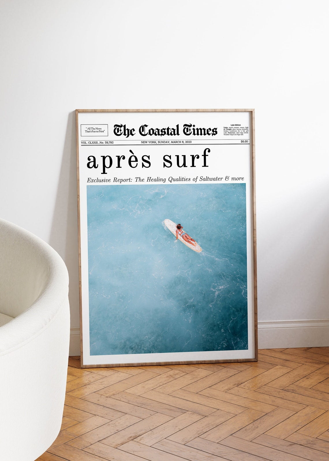 Coastal Newspaper Print, Coastal Cowgirl Surf Poster, Apres Surf ...