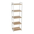 Coastal Oak 5-Shelf Narrow Open Storage Bookshelf With Wood-Look ...