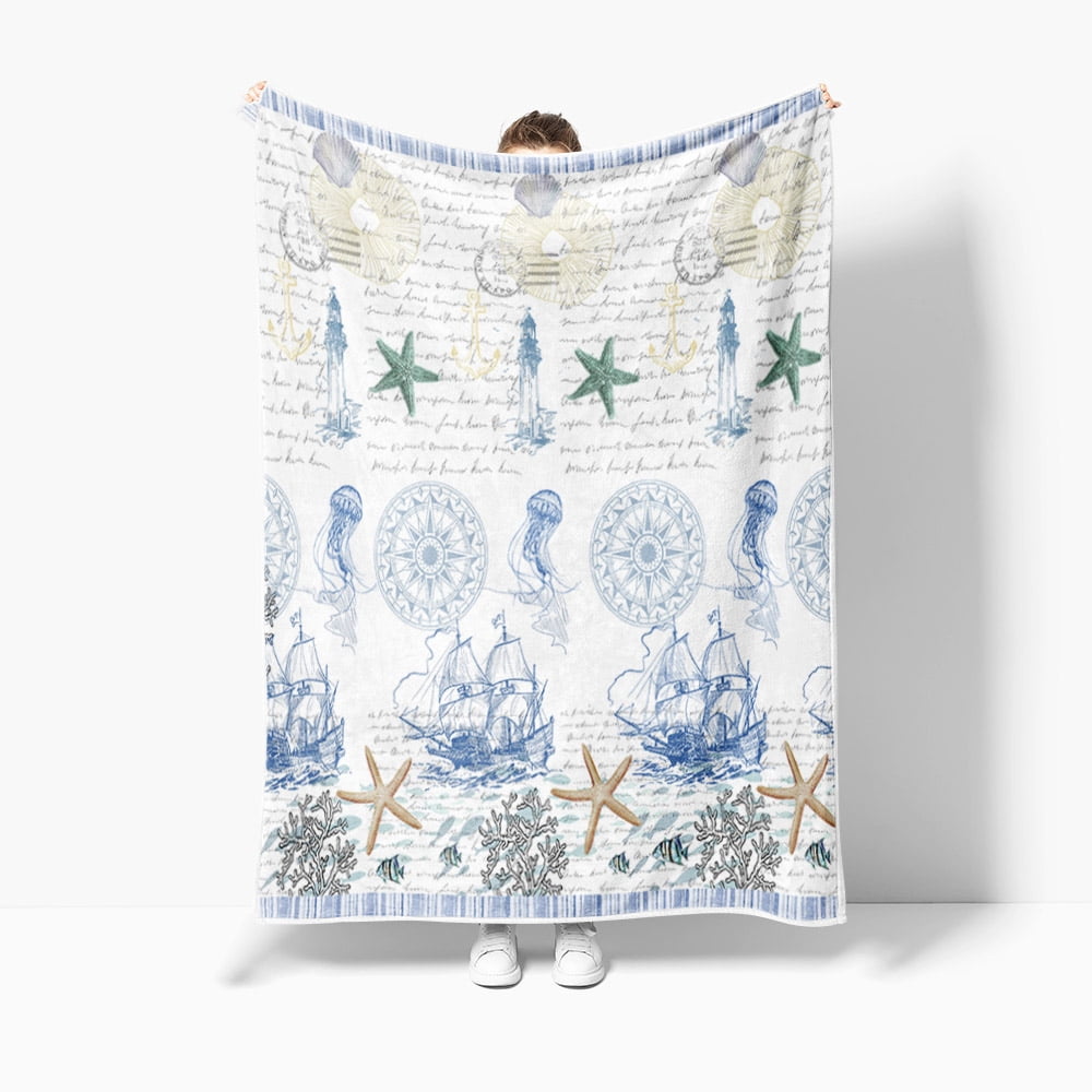 Coastal Ocean Beach Throw Blanket, Beach Blanket Tropical Blanket Soft ...