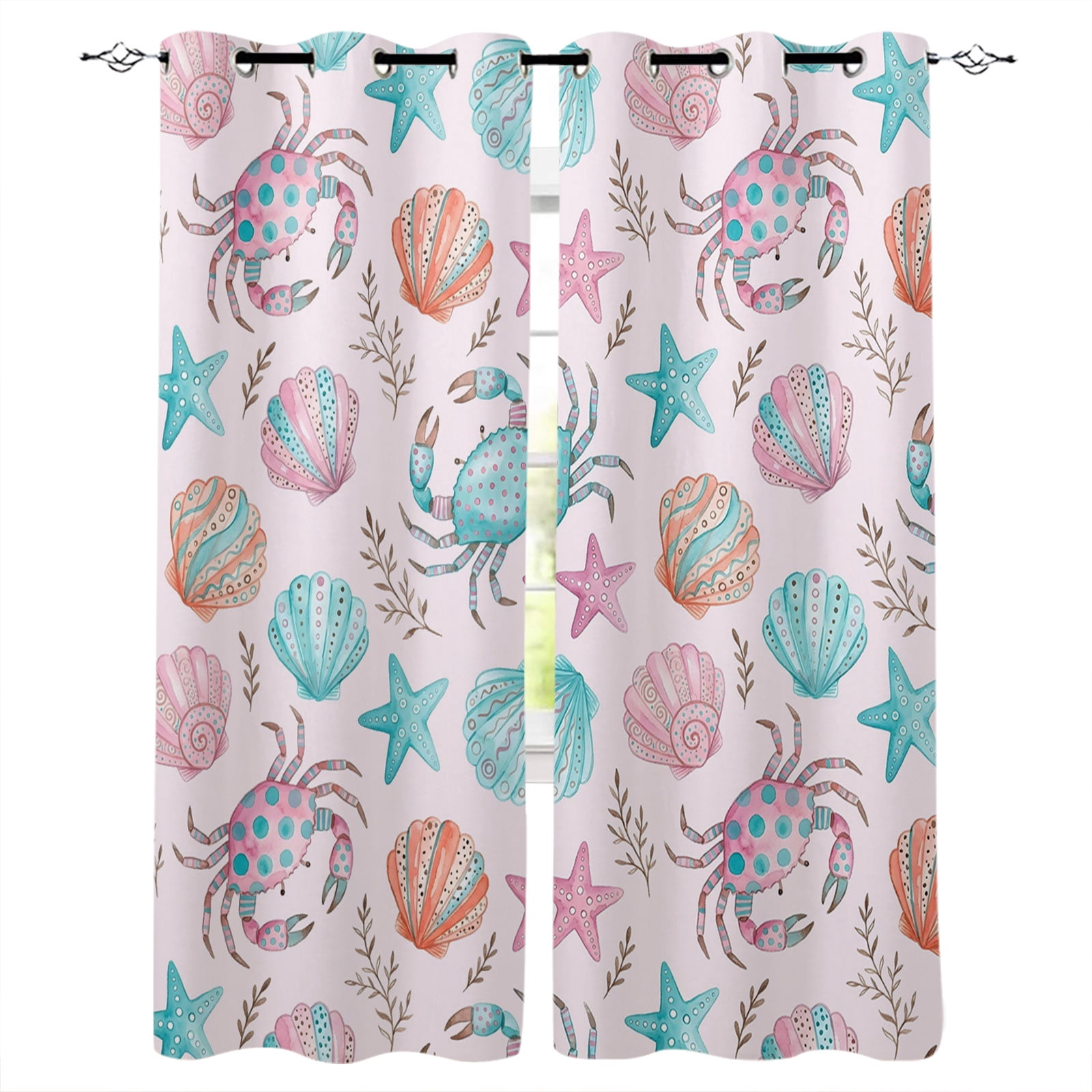 Coastal Ocean Blackout Curtains for Bedroom Living Room Darkening ...