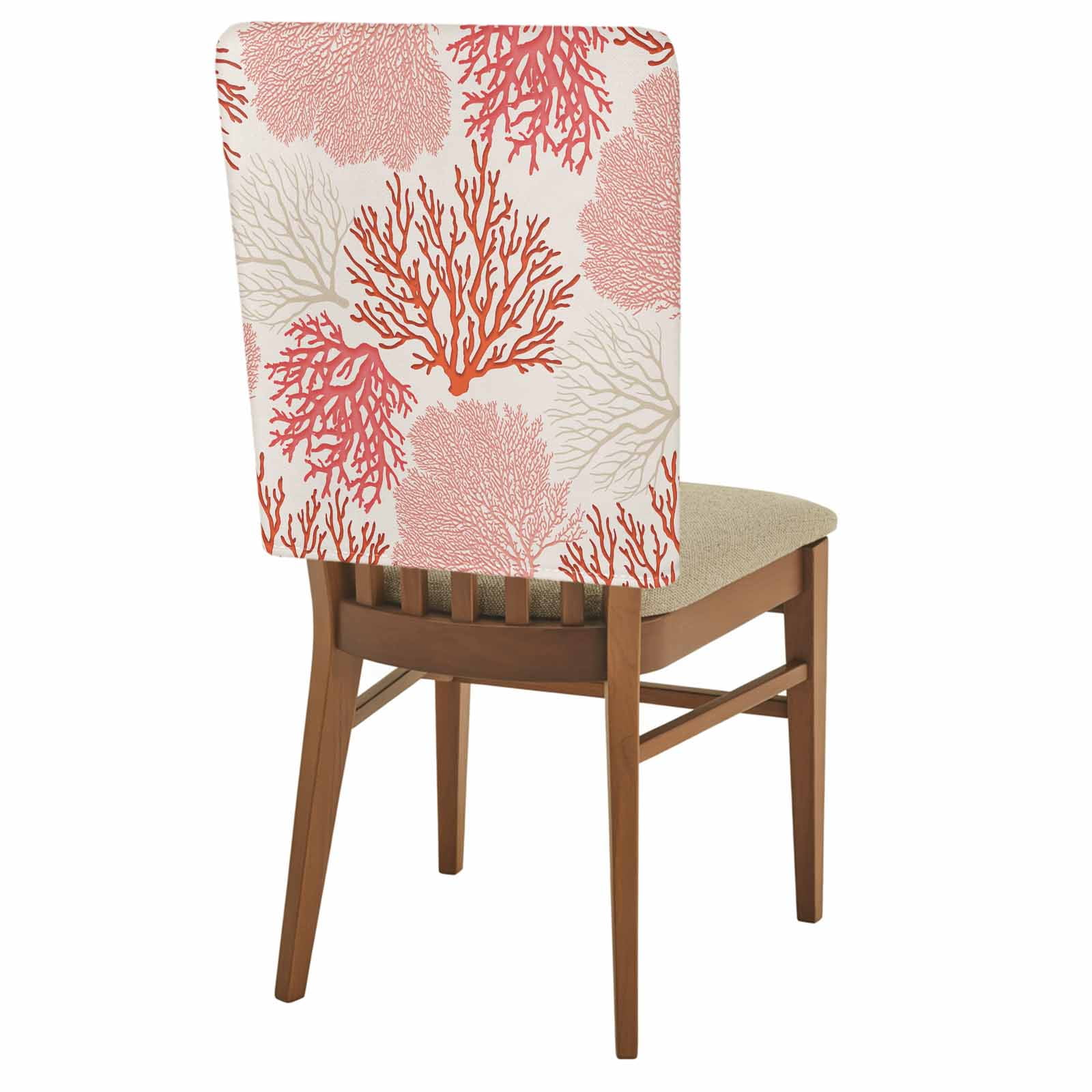 Coastal Ocean Coral Chair Back Covers Set of 8, Red Pink Theme Pattern ...