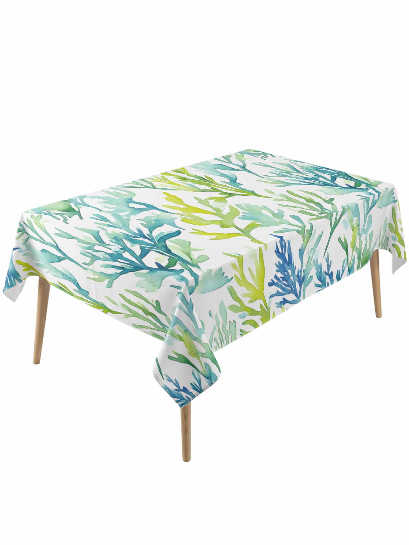 Coastal Ocean Coral Table Cloth, Green Blue Turquoise Aqua Summer ...