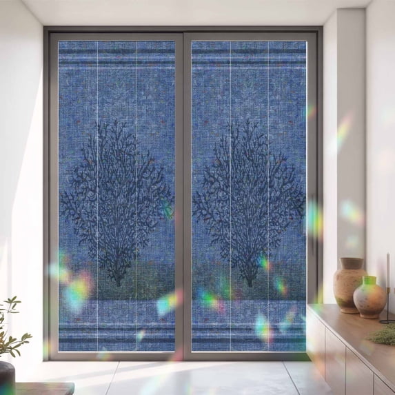 Coastal Ocean Coral Window Privacy Film, Rainbow Film Decorative Window ...