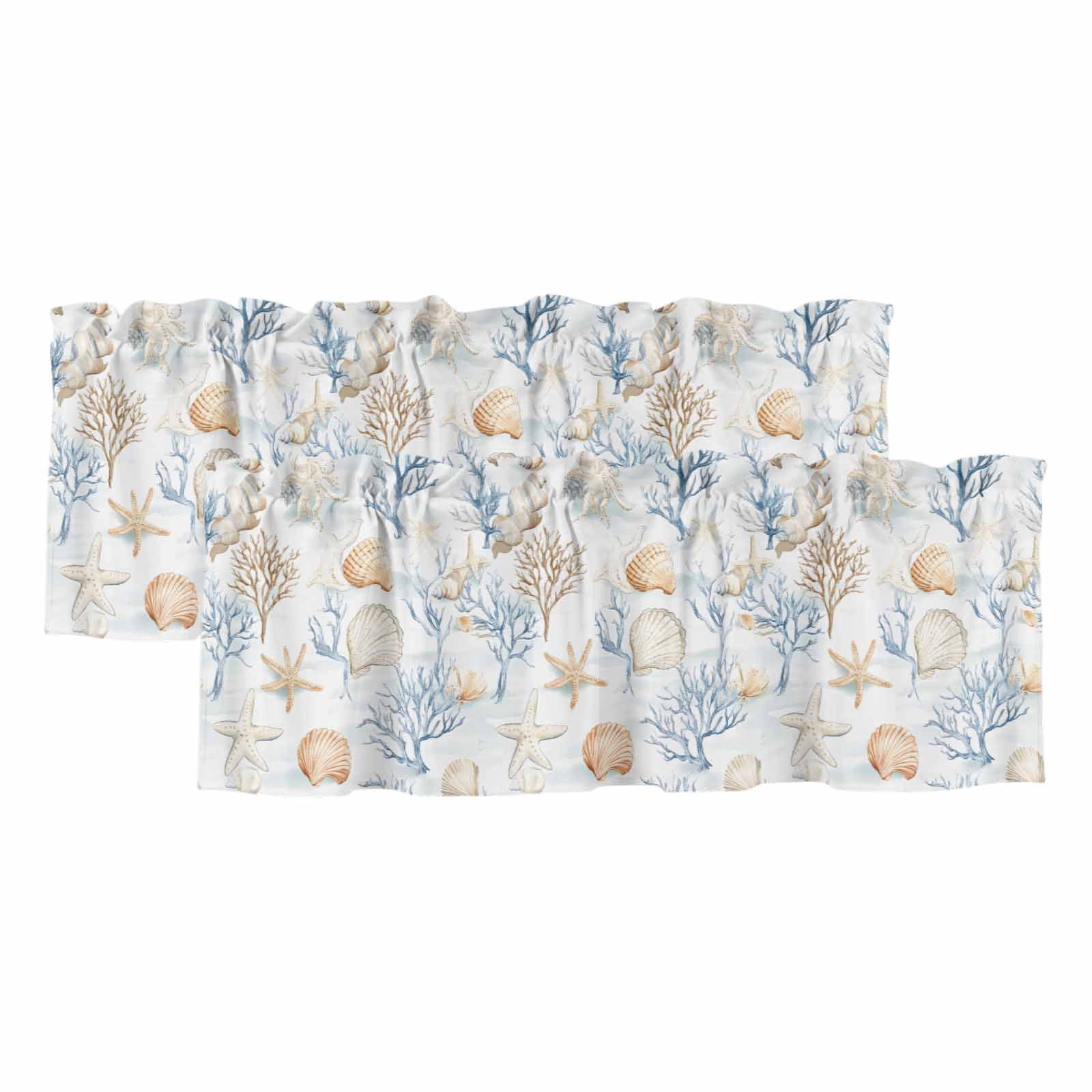 Coastal Ocean Curtain Valances for Windows, Kitchen Valance Window ...