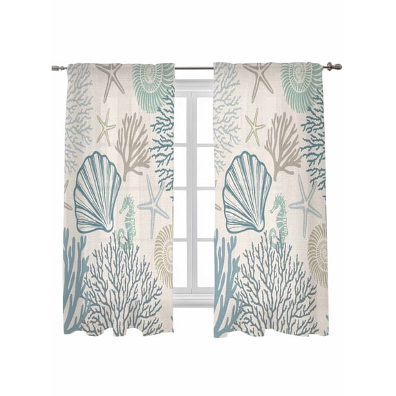 Coastal Ocean Curtains 63 Inch Length, Sheer Curtains for Bedroom ...