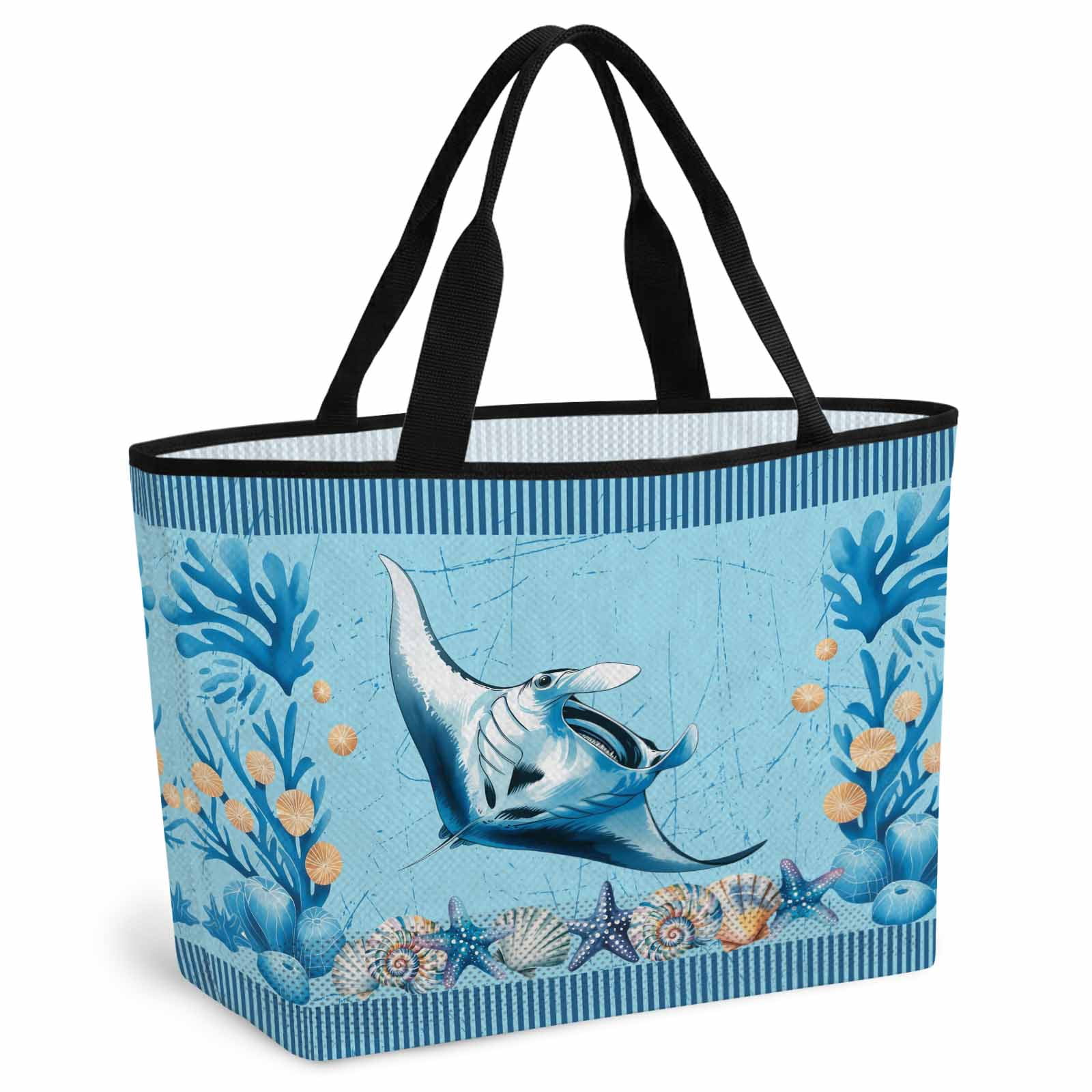 Coastal Ocean Fish Beach Bag for Women, Large Breathable Mesh Beach ...