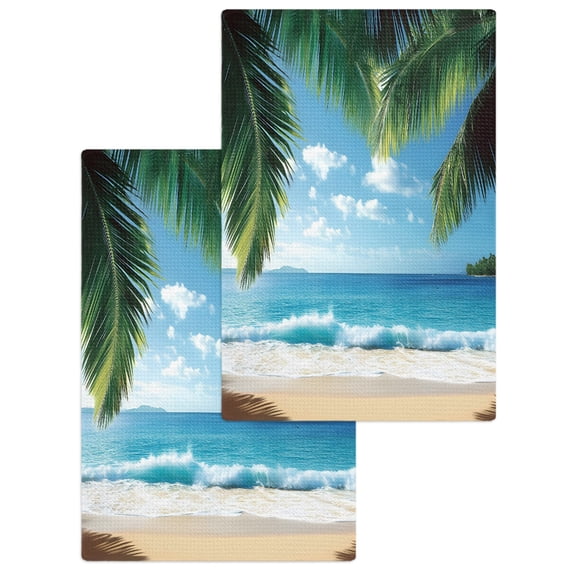 Coastal Ocean Kitchen Dish Towels for Drying Dishes Set of 2, Sandy ...