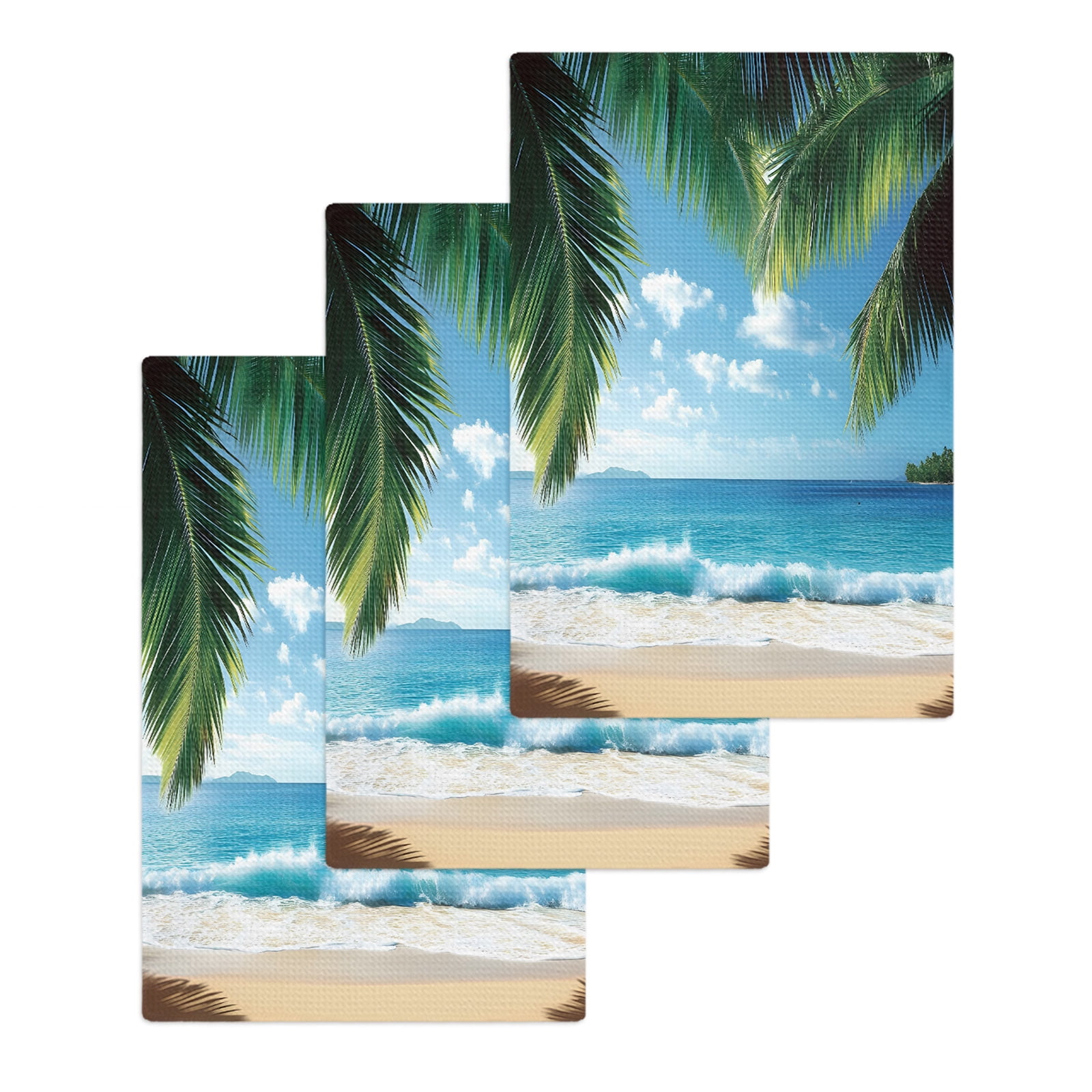 Coastal Ocean Kitchen Dish Towels for Drying Dishes Set of 3, Sandy ...