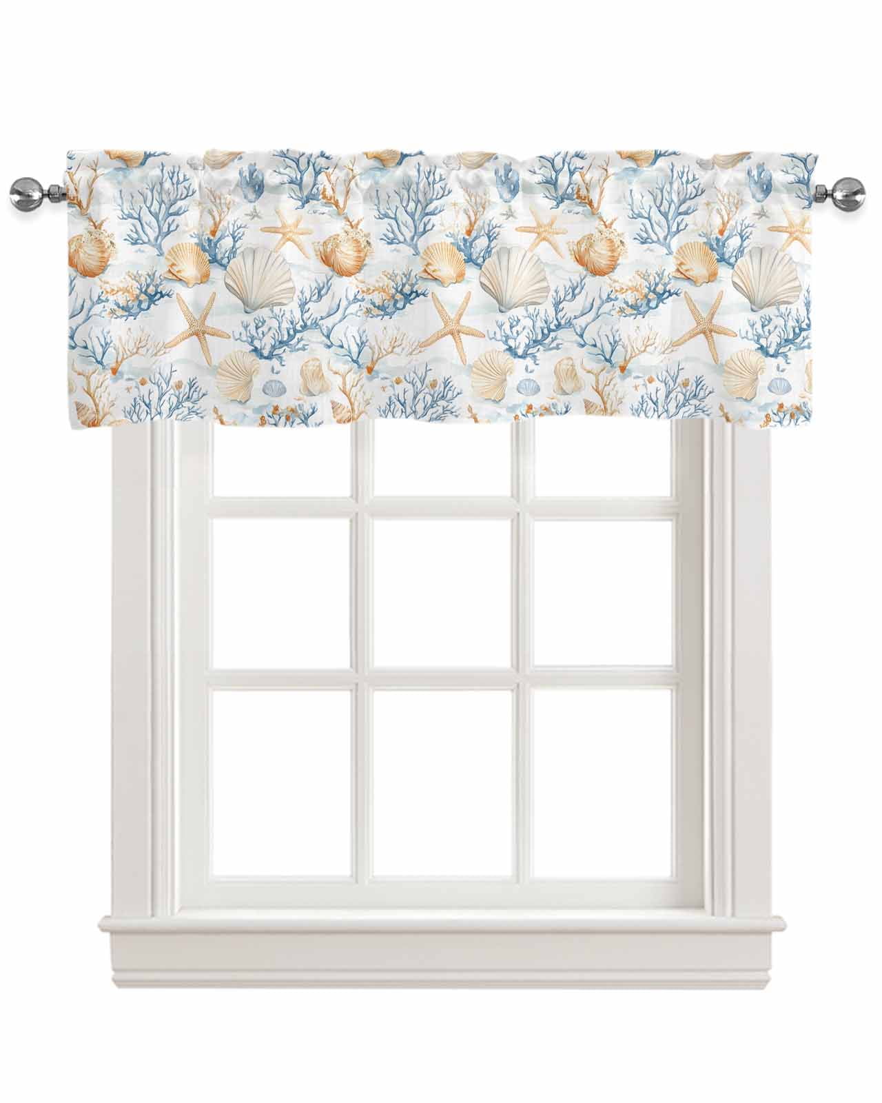 Coastal Ocean Kitchen Valances for Windows Farmhouse Linen Window ...
