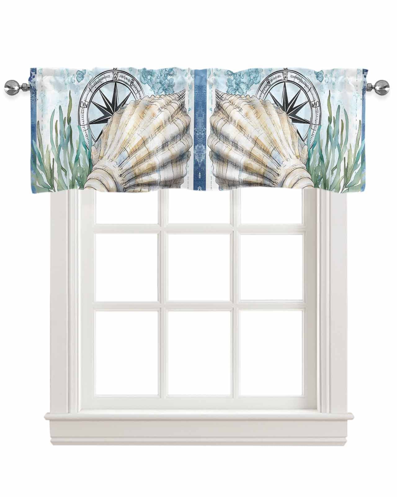 Coastal Ocean Kitchen Valances for Windows Farmhouse Linen Window ...