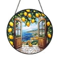 Coastal Ocean Lemon Dog Stained Glass Suncatcher Window Decor, Round ...