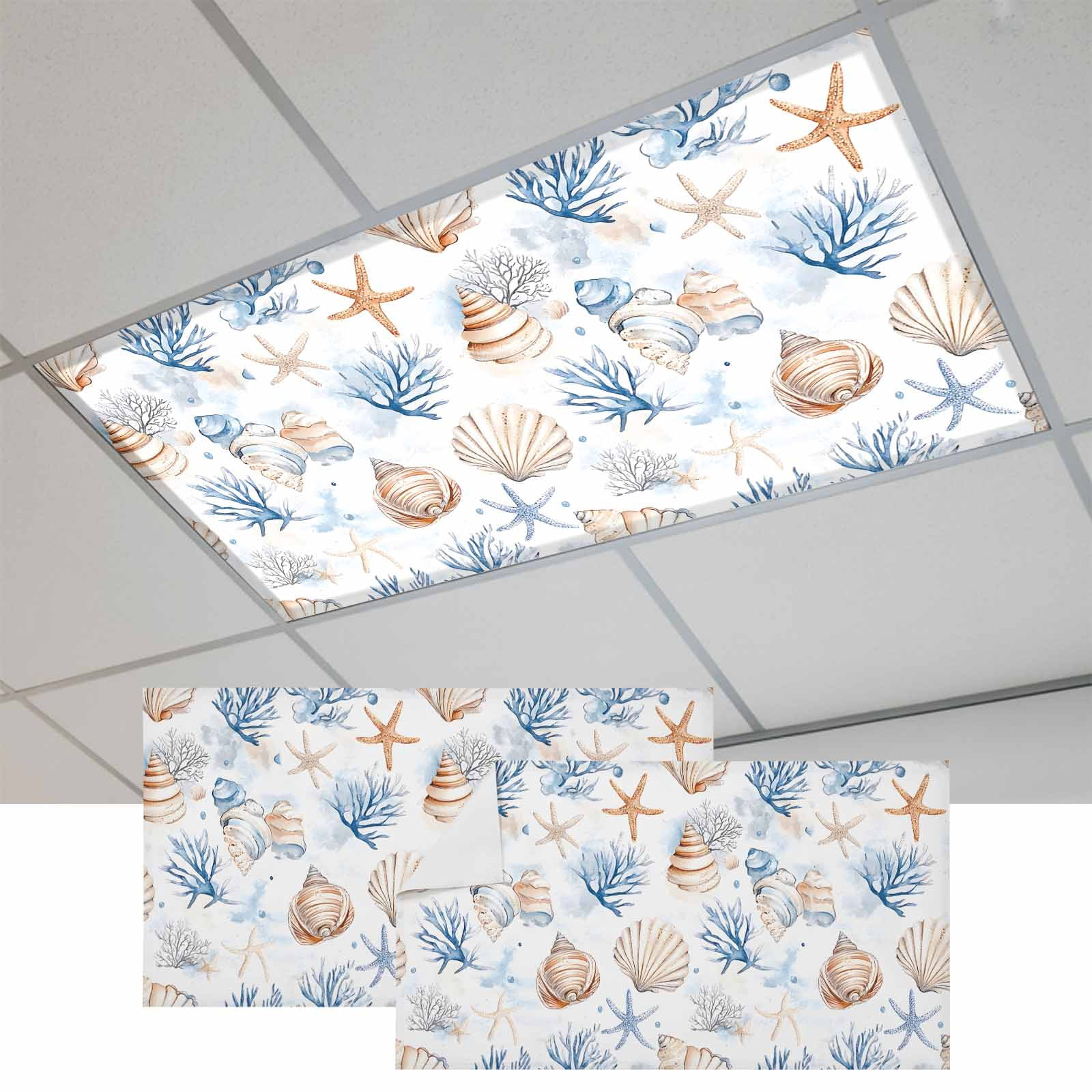 Coastal Ocean Magnetic Fluorescent Light Covers for Ceiling Lights ...