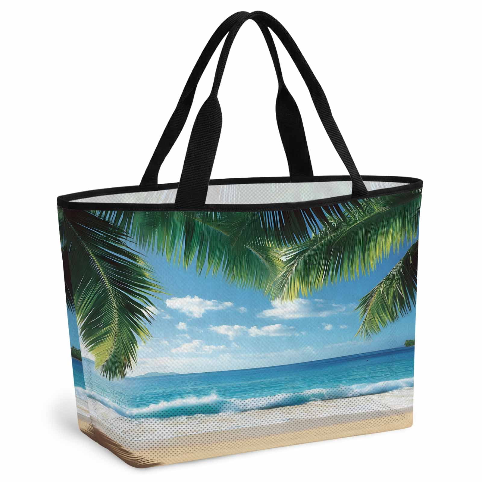 Coastal Ocean Mesh Beach Bag for Women Men,Large Beach Tote Waterproof ...