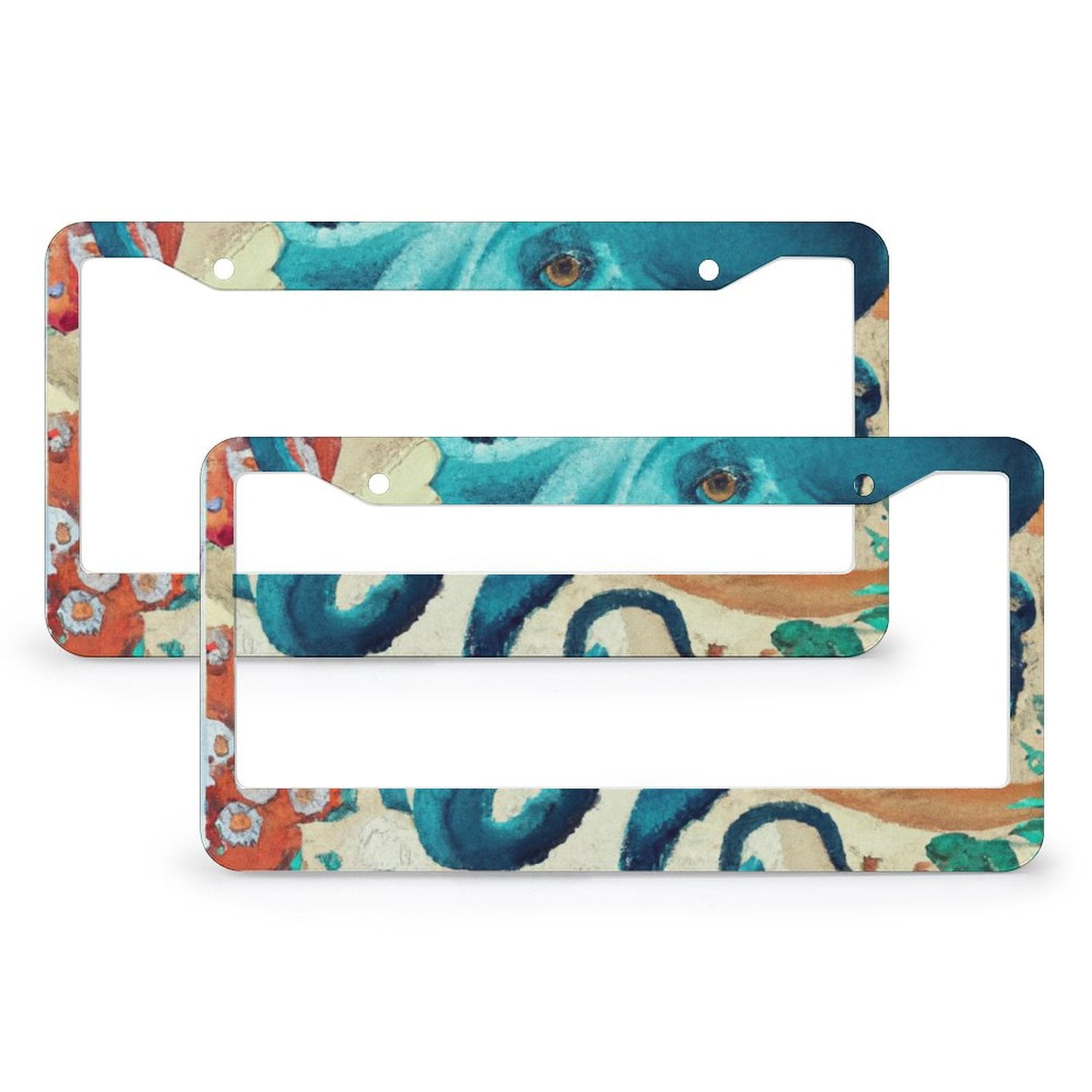 Coastal Ocean Octopus License Plate Frame 2 Pack Underwater Sea World ...