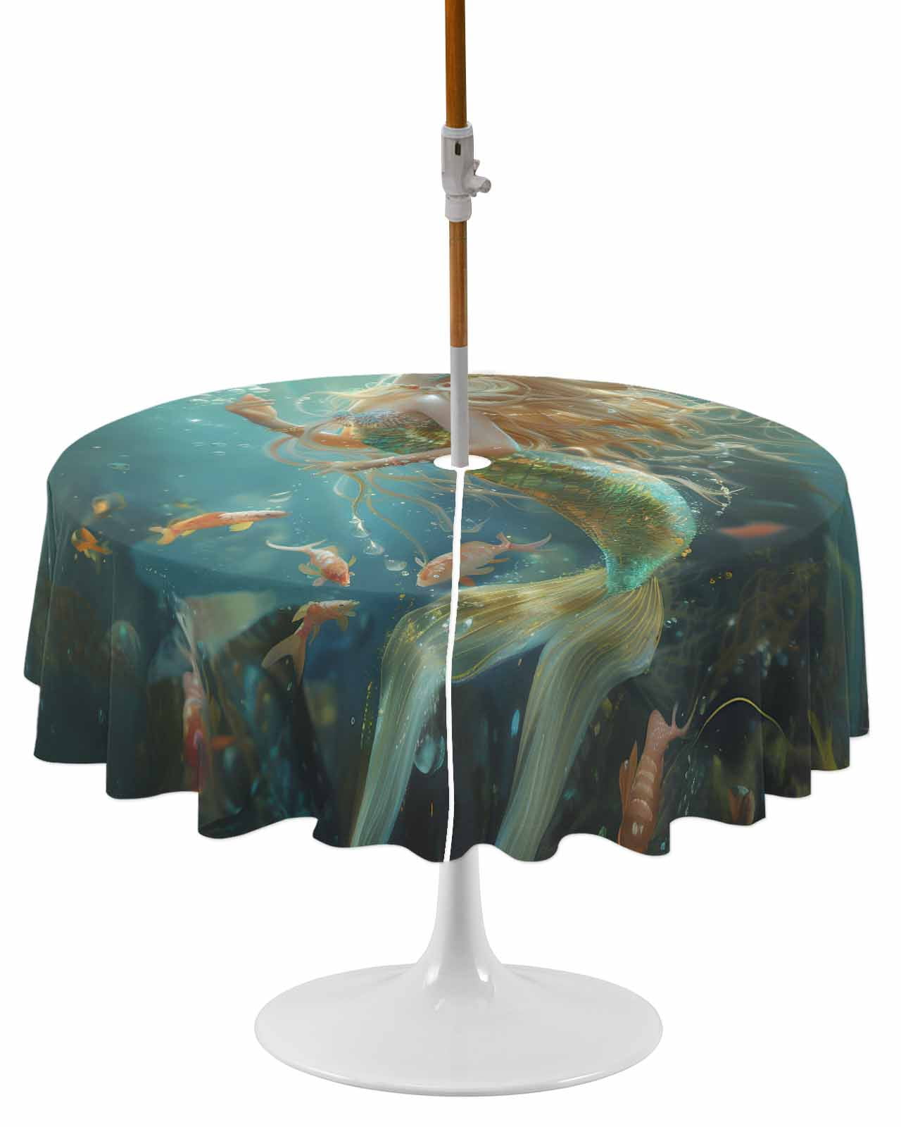Coastal Ocean Round Outdoor Tablecloth, Waterproof Table Cloth Cover ...